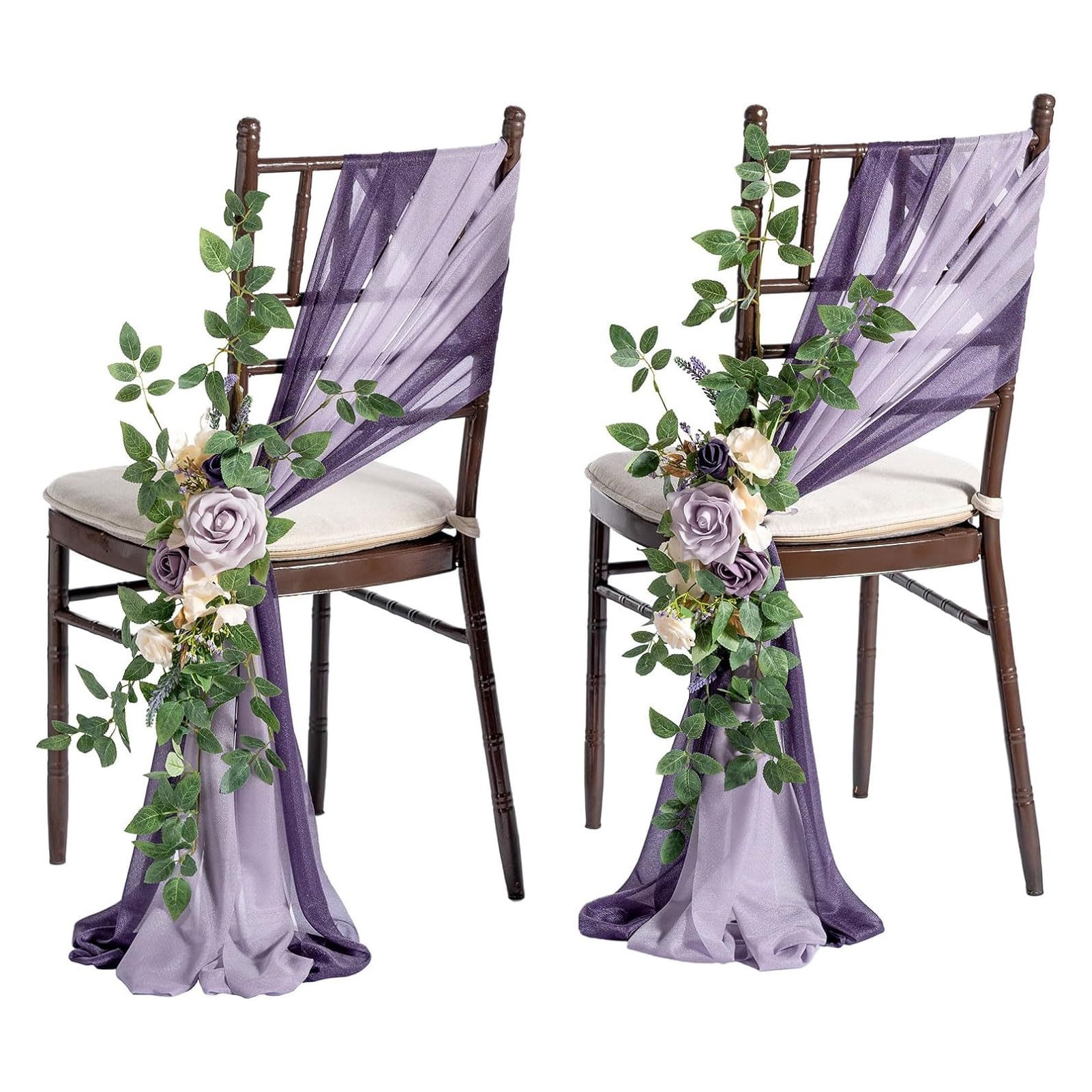 2Pack Wedding Chair Background Curtain Veil Decorations Aisle Pew ...