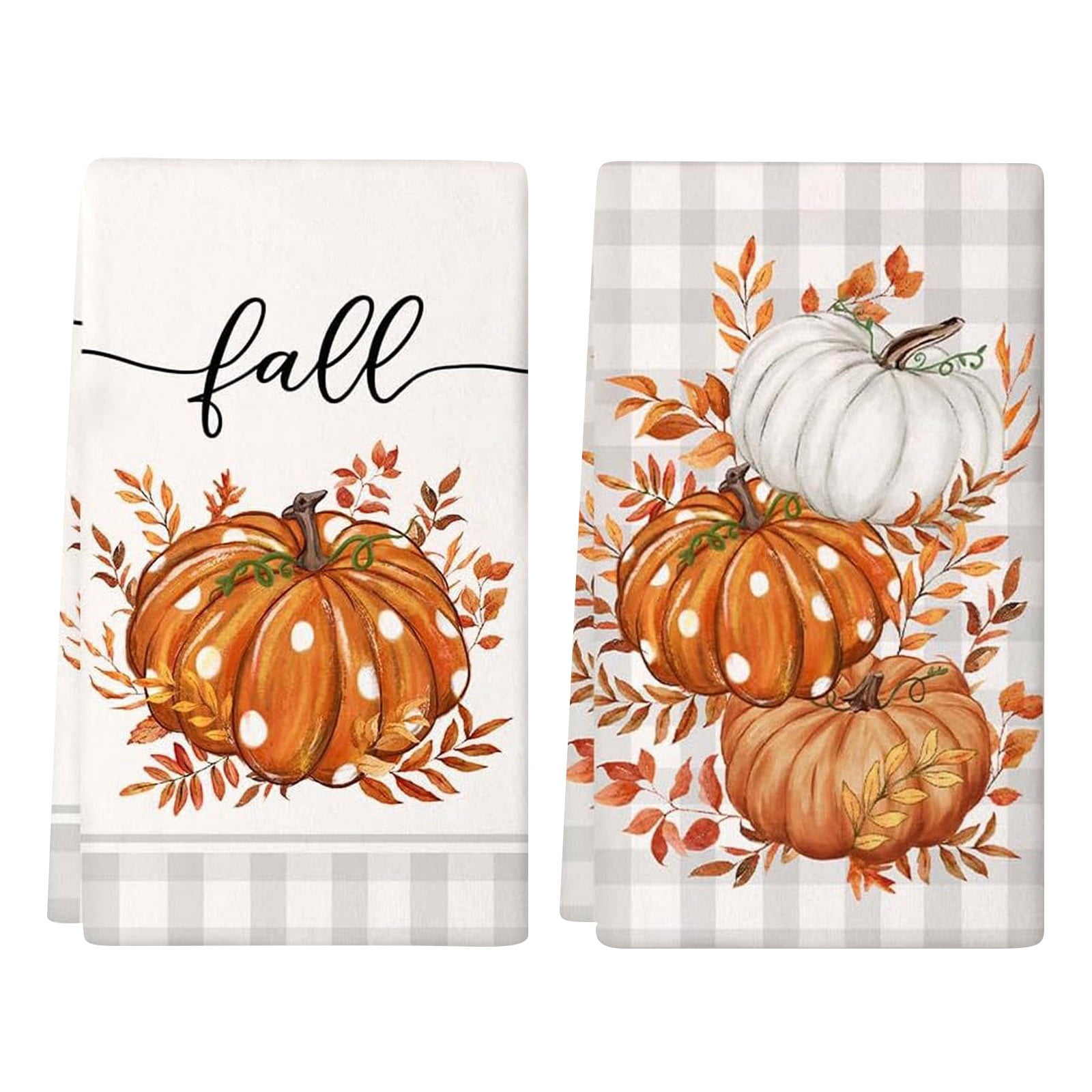 2Pack White Kitchen Towels for Home Decor Pumpkins Dish Towels 18x26 ...