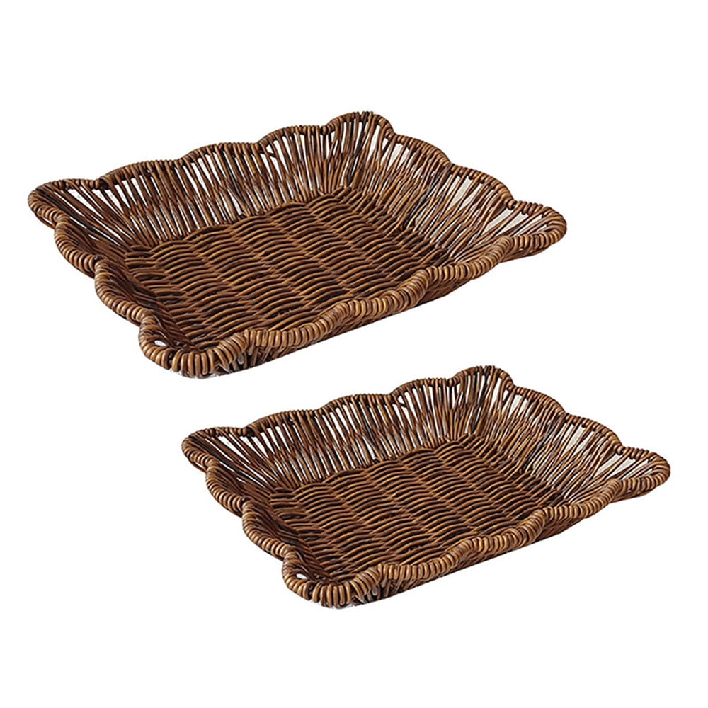2Pack Wicker Bread Baskets,Handwoven Storage Basket Bin,Fruit ...