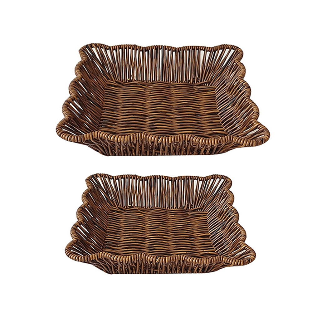 2Pack Wicker Bread Baskets,Handwoven Storage Basket Bin,Fruit ...