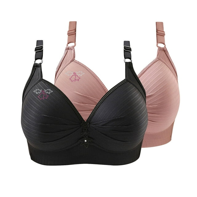 2Pack Woman's No Steel Ring Bras Printing Gathered Together Adjustable ...