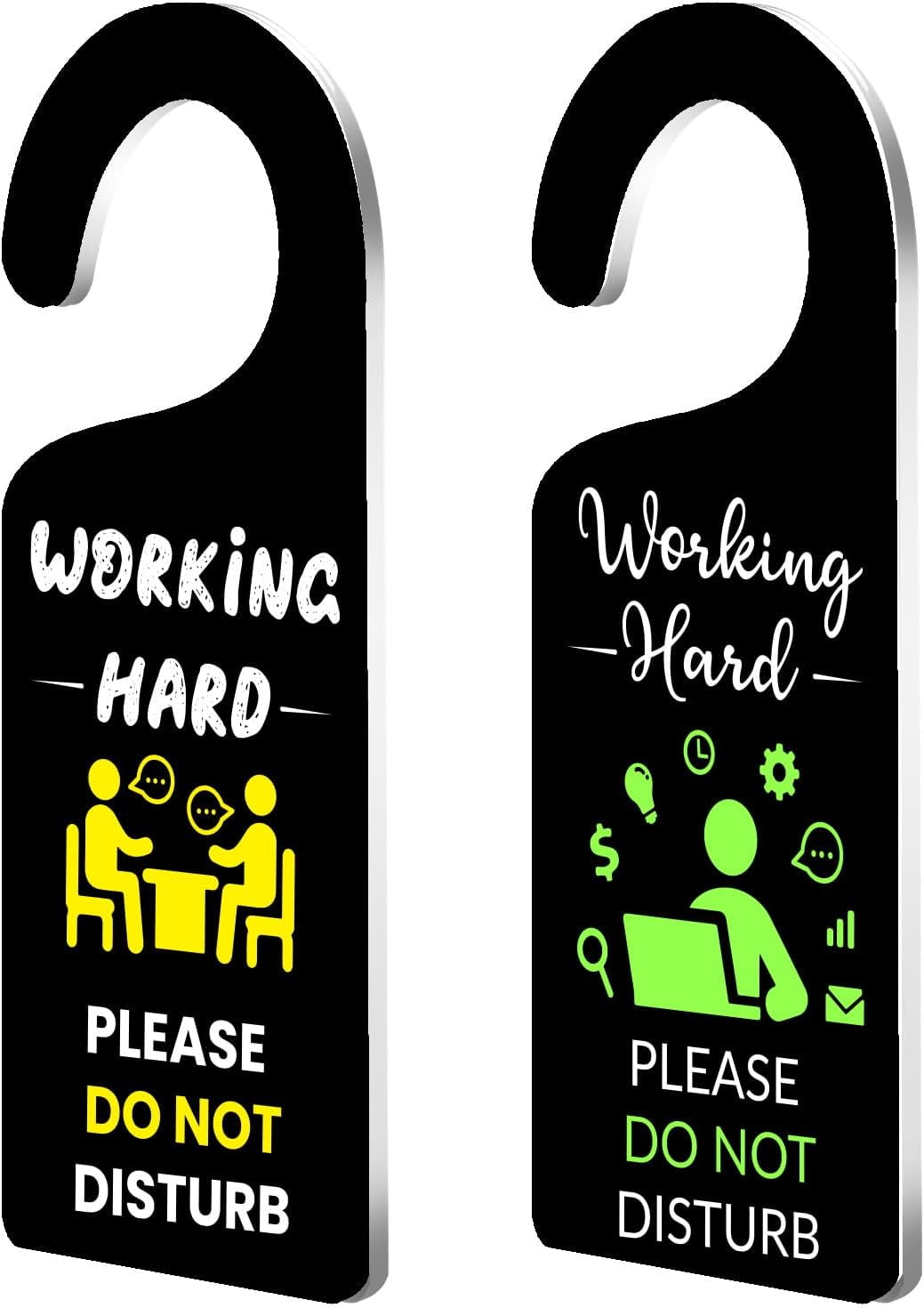 2Pack Working Hard Do Not Disturb Door Sign Acrylic Notice Door Hanger ...
