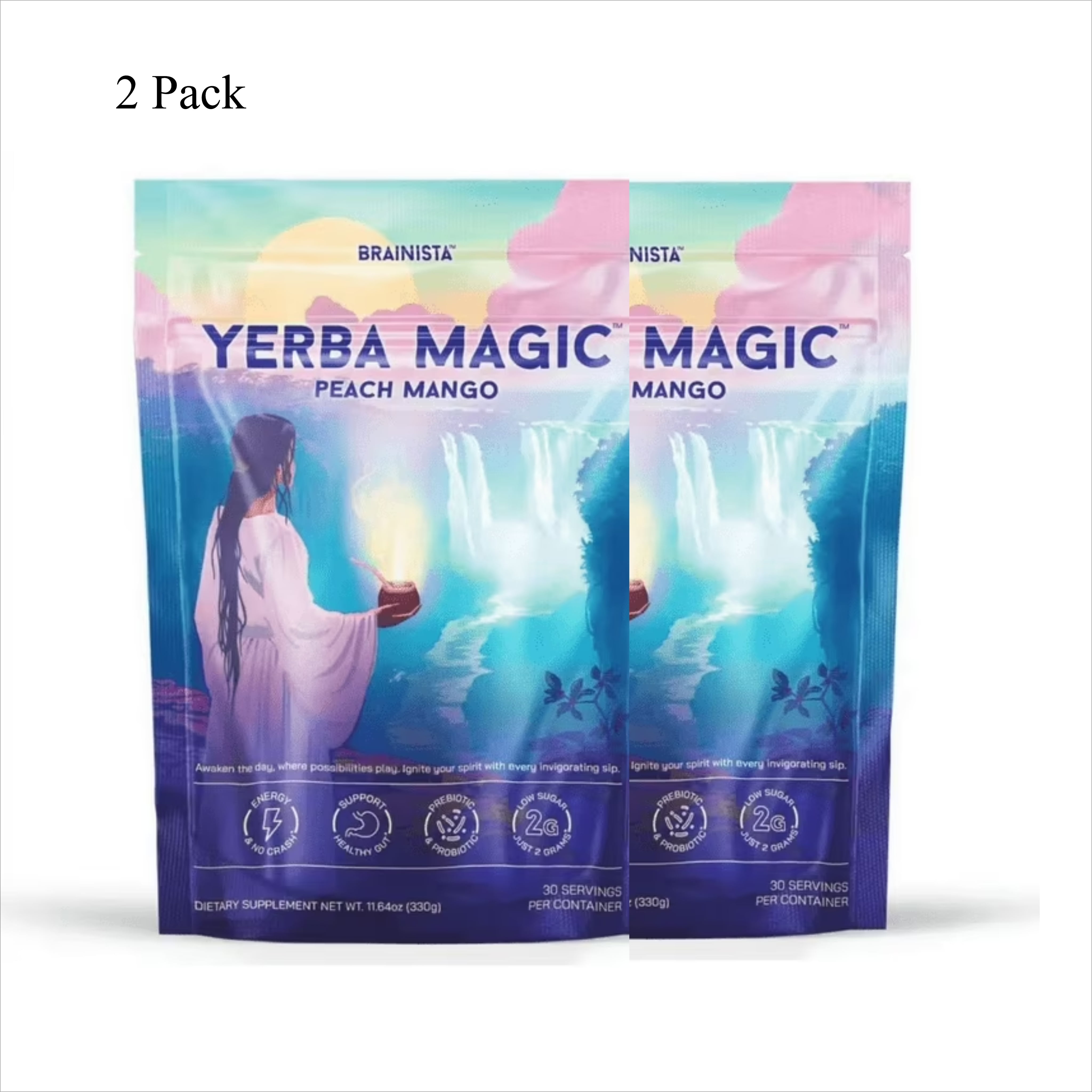 2Pack Yerba Mate Instant Tea Powder, 3-in-1 Super Drink - Clean Energy, Brain Fog Buster, and ...