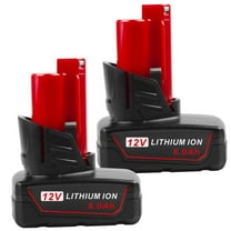 Milwaukee M12 High Output Cordless Redlithium 12V 6Ah Battery 48-11-2460 - Two Pack - Walmart.com