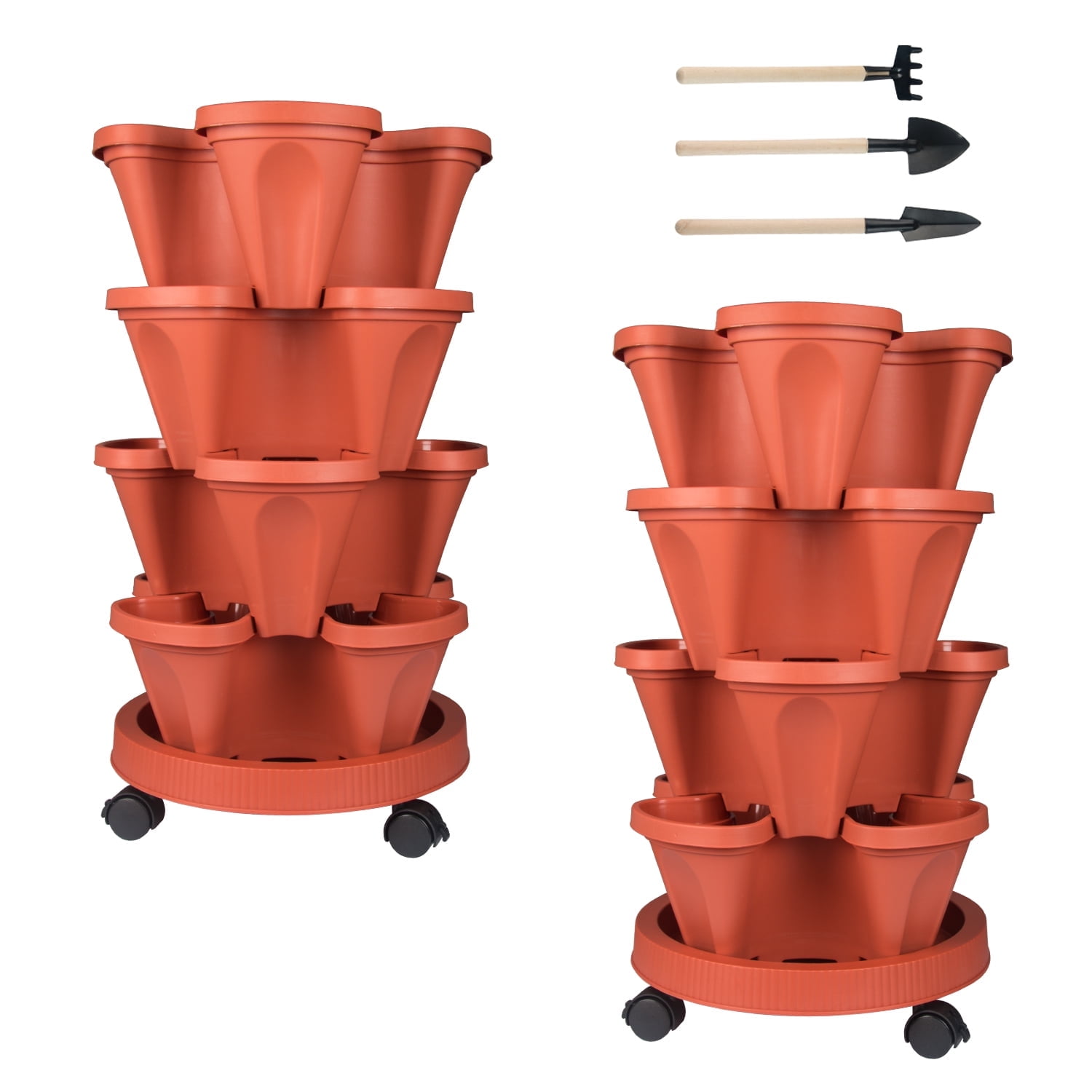 2Pack of 4-Tier Stackable Planter, Vertical Oasis Tiered Garden Planter ...