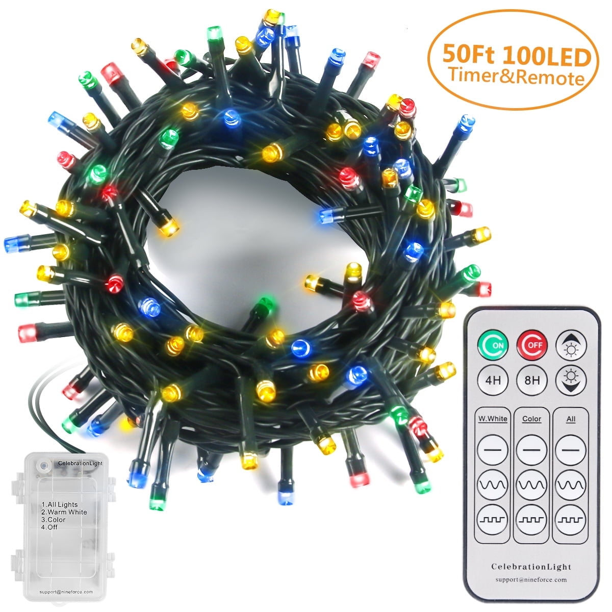 2Pack of String Light with Remote and Timer - 50ft Battery Operated ...
