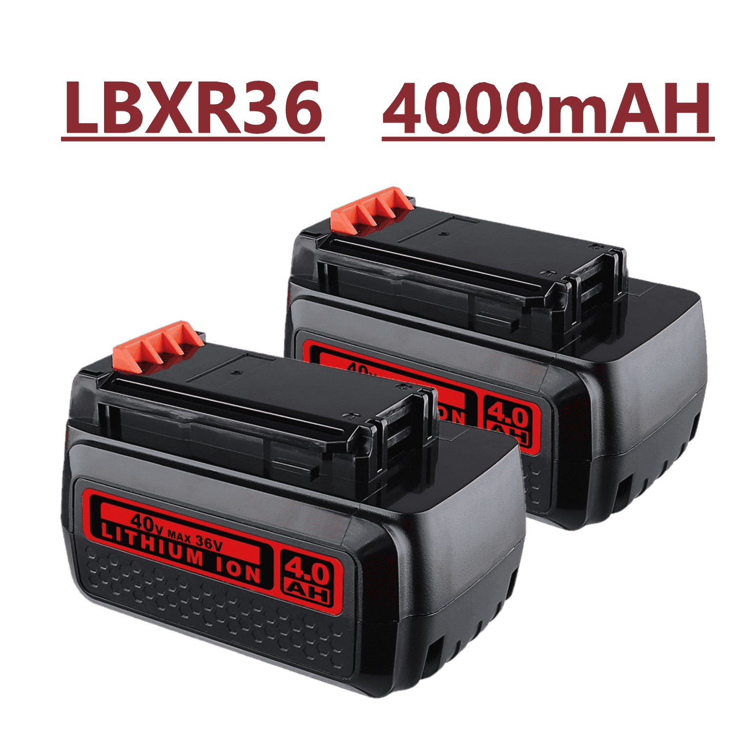 2Packs 4.0Ah Replacement for B&D 40V MAX Lithium Battery Compatible with LBX2040 LBXR36 LBXR2036 ...