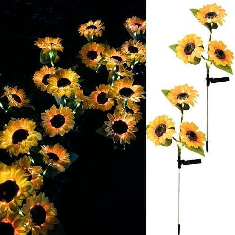 2Packs 6 Sunflowers Solar Powered Bright Sunflower Lights Backyard ...