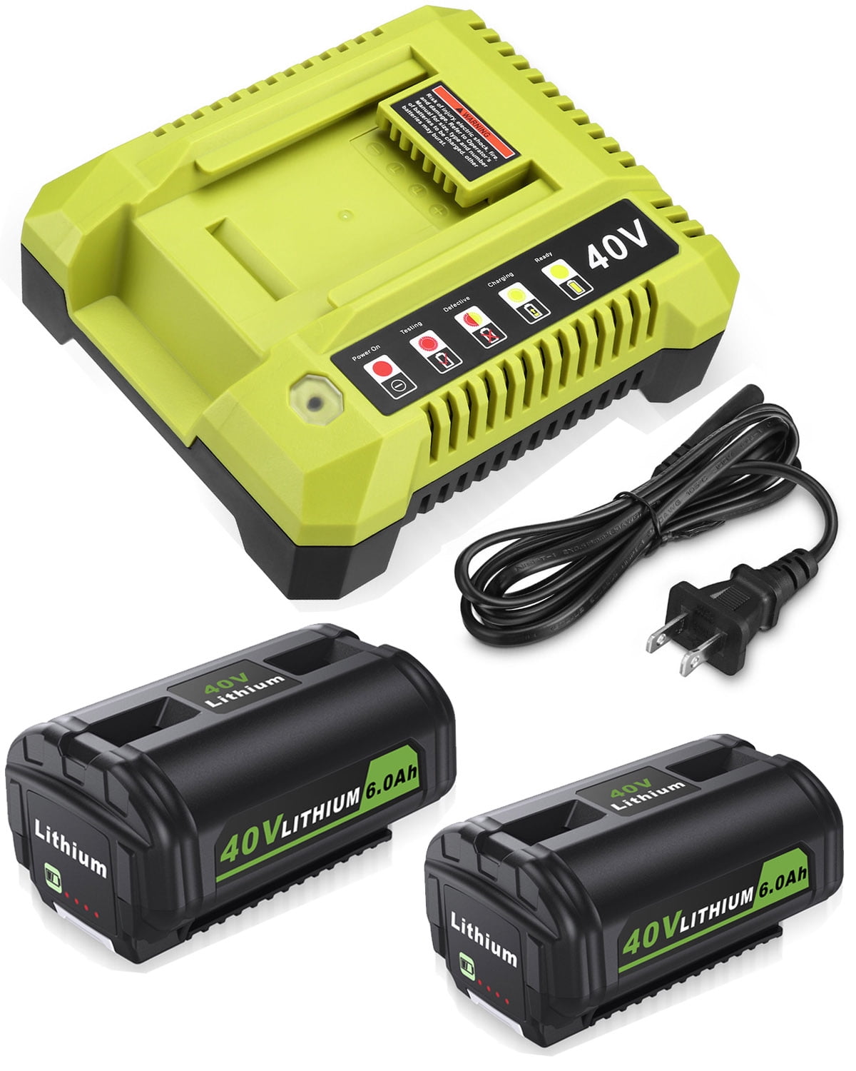 Ryobi OP40 40V 6000mAh Power Tool Battery 2 Pack with Charger - Walmart.com