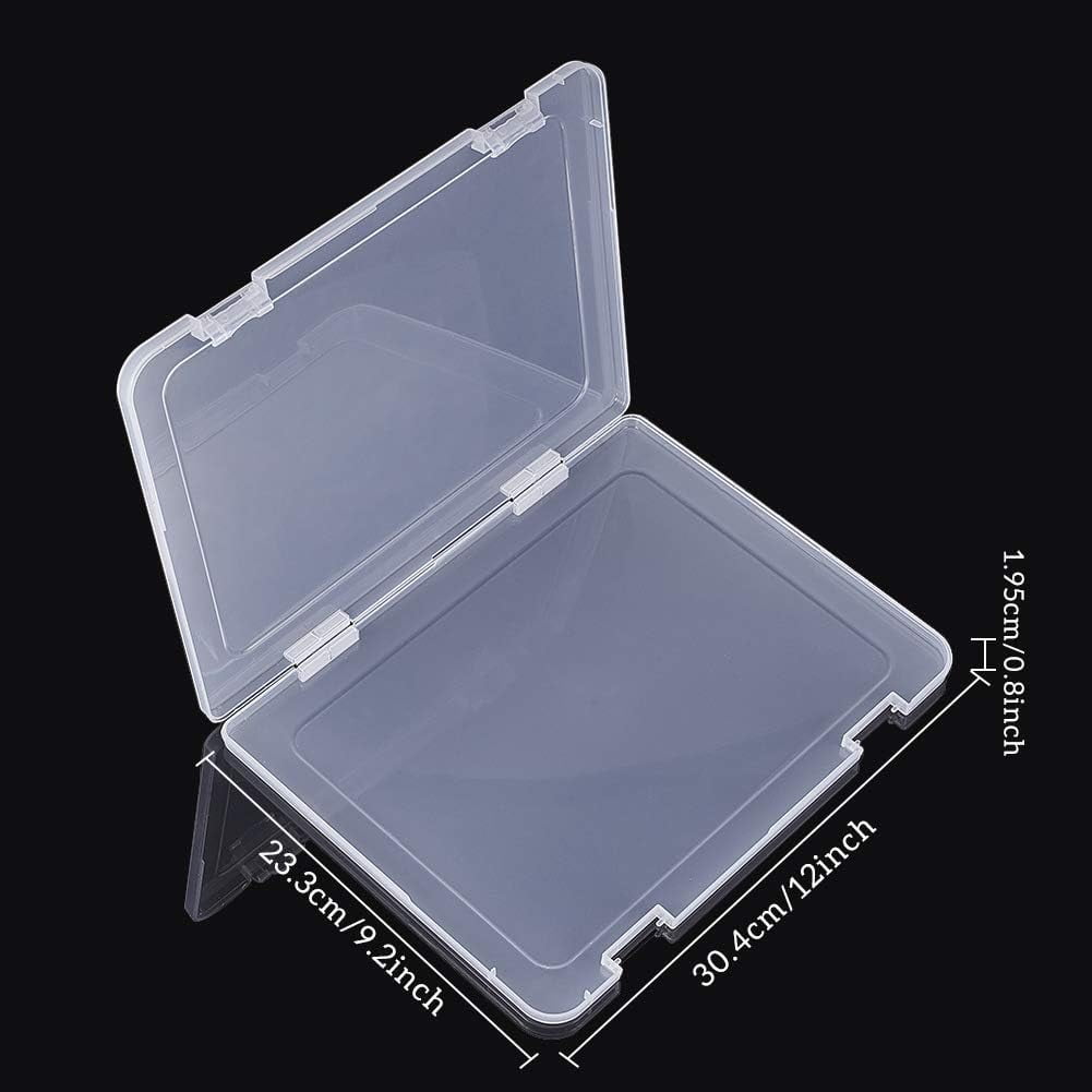 2Packs A4 Plastic File Boxes 12x9x0.8 Transparent Office Document Paper ...