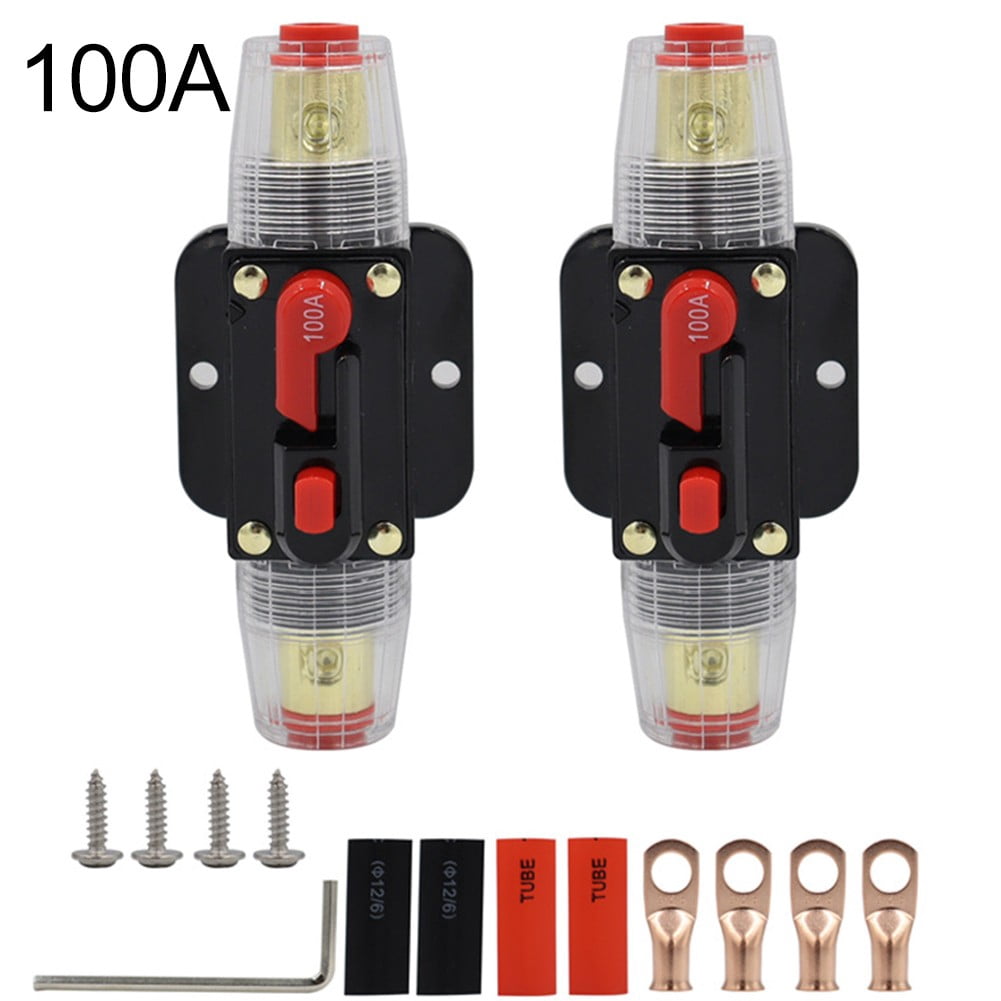 2Packs Auto Inline Fuse Breaker With Wire Lugs And Heat Shrink Tube 12V ...