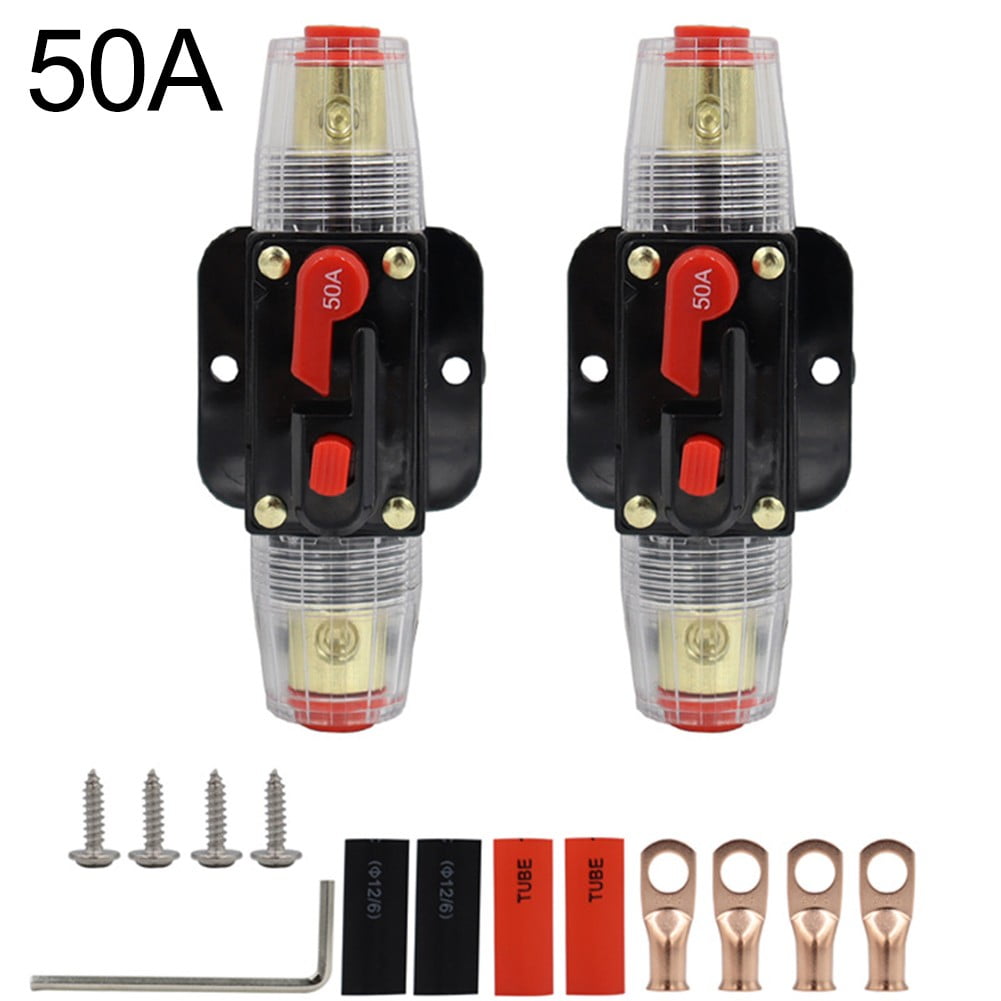 2Packs Auto Inline Fuse Breaker With Wire Lugs And Heat Shrink Tube 12V ...