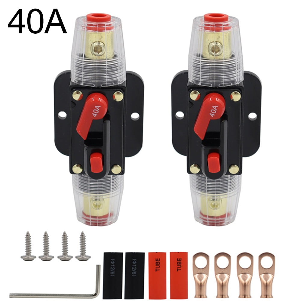 2Packs Auto Inline Fuse Breaker with Wire Lugs and Heat Shrink Tube 12V ...