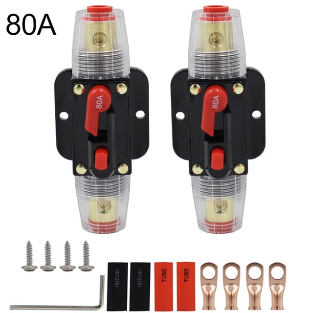 2Packs Auto Inline Fuse Breaker with Wire Lugs and Heat Shrink Tube 12V ...