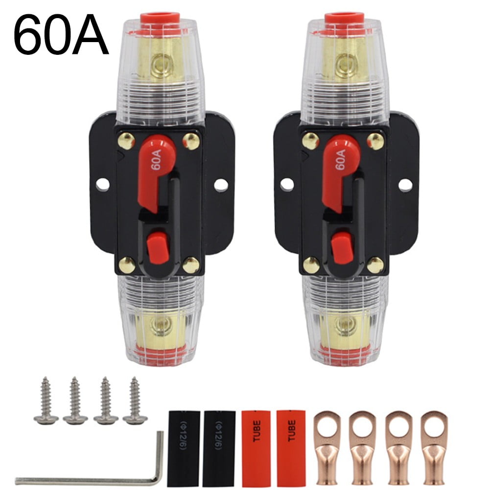 2Packs Auto Inline Fuse Breaker with Wire Lugs and Heat Shrink Tube 12V ...