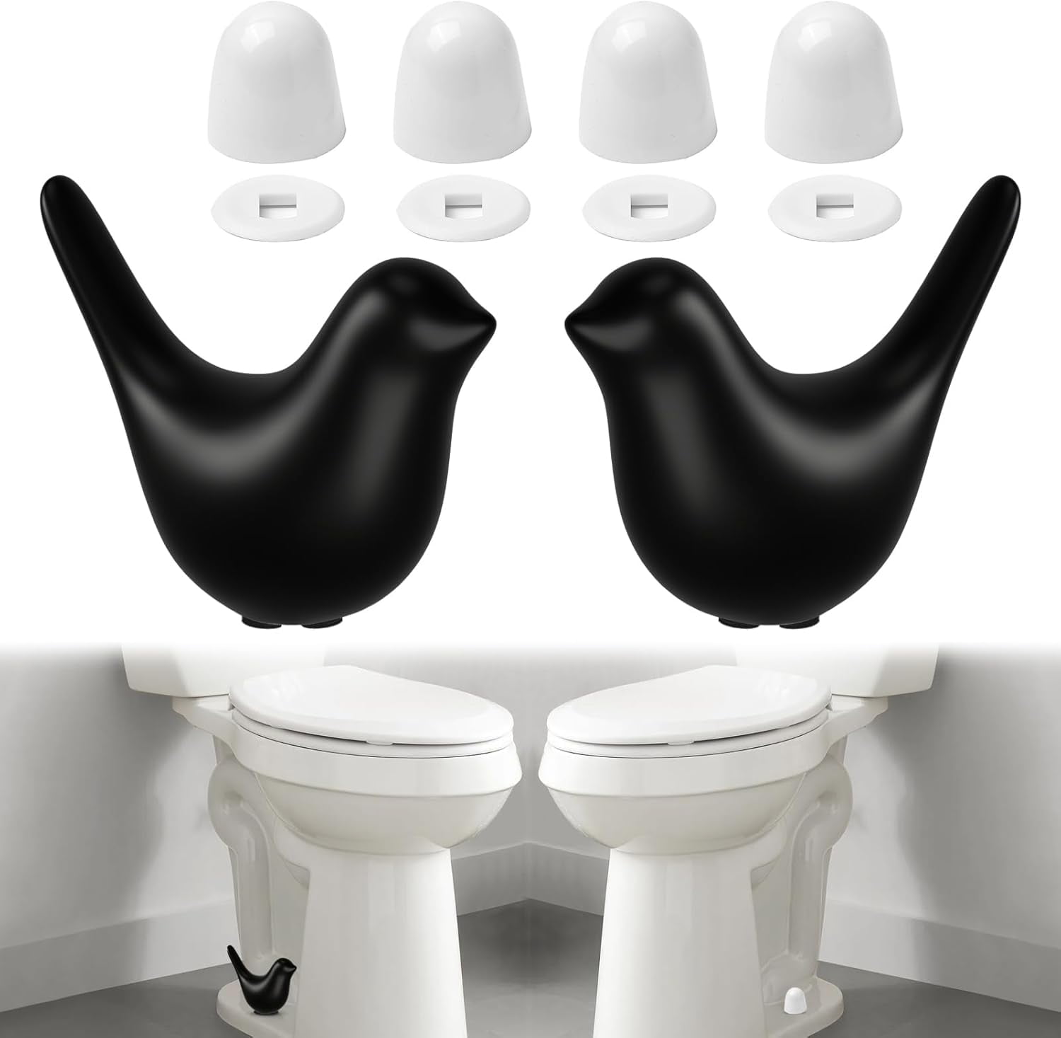2Packs Ceramic Matte Black Birds Toilet Bolt Covers & 4Packs Universal ...
