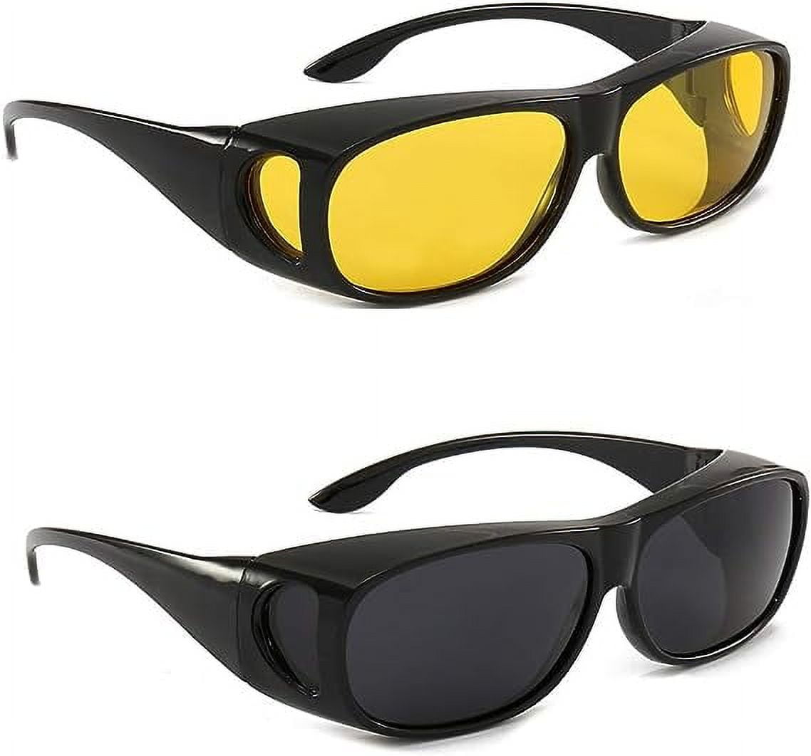 2Packs HD Day Night Driving Glasses Anti Glare Sunglasses with ...