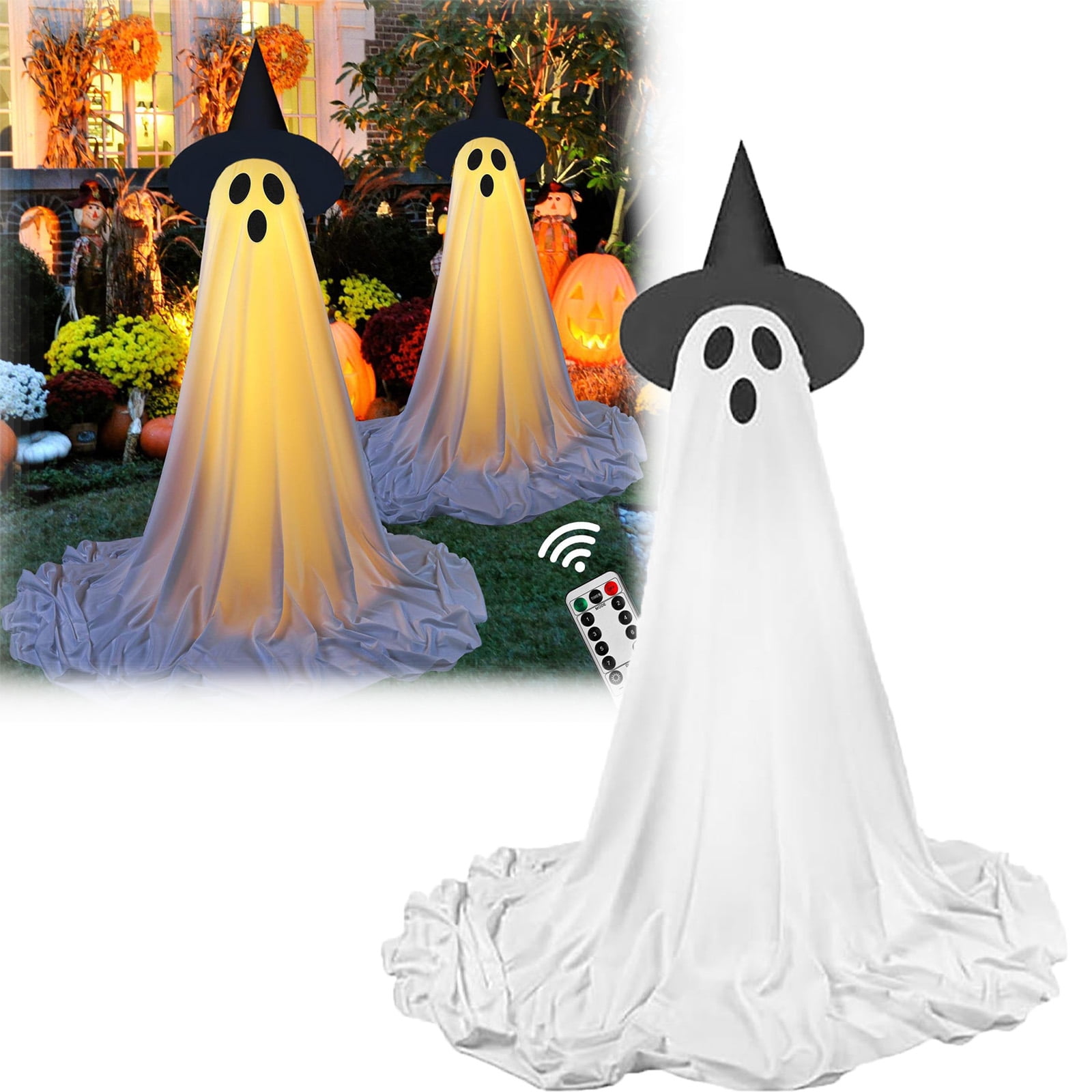 2Packs Halloween Decorations Outdoor, Light Up Ghost Outdoor ...