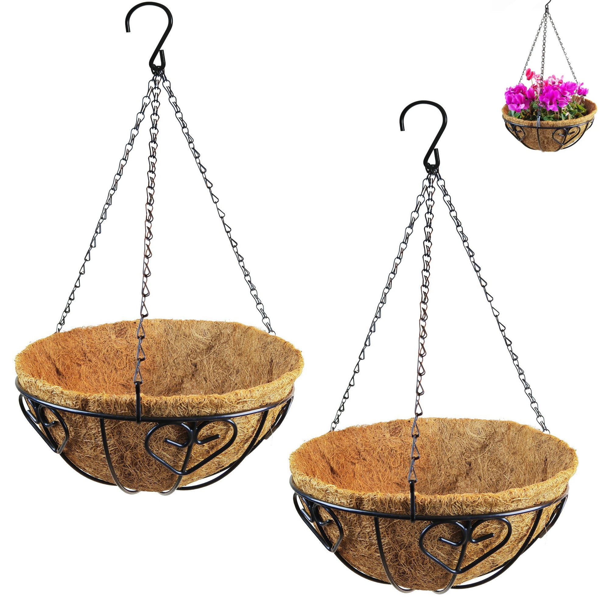 2Packs Hang Baskets Plants Planter Balcony Pot Holders Haning Vases ...