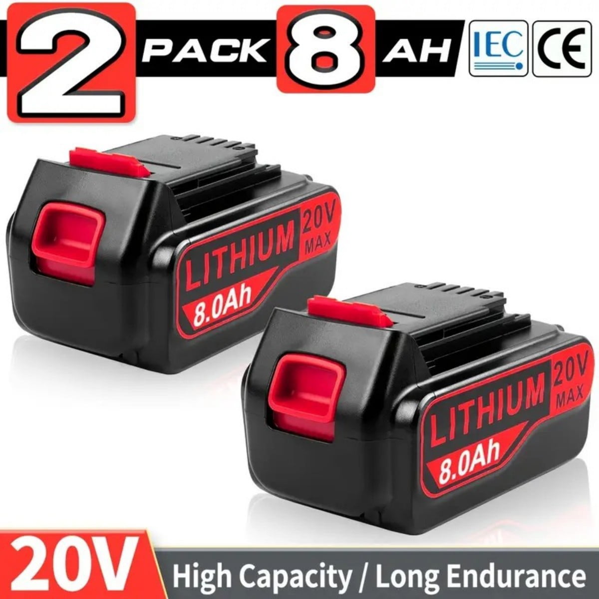 2Packs LB2X4020 20V 8.0Ah Replacement for Black and Decker LB2X4020 ...