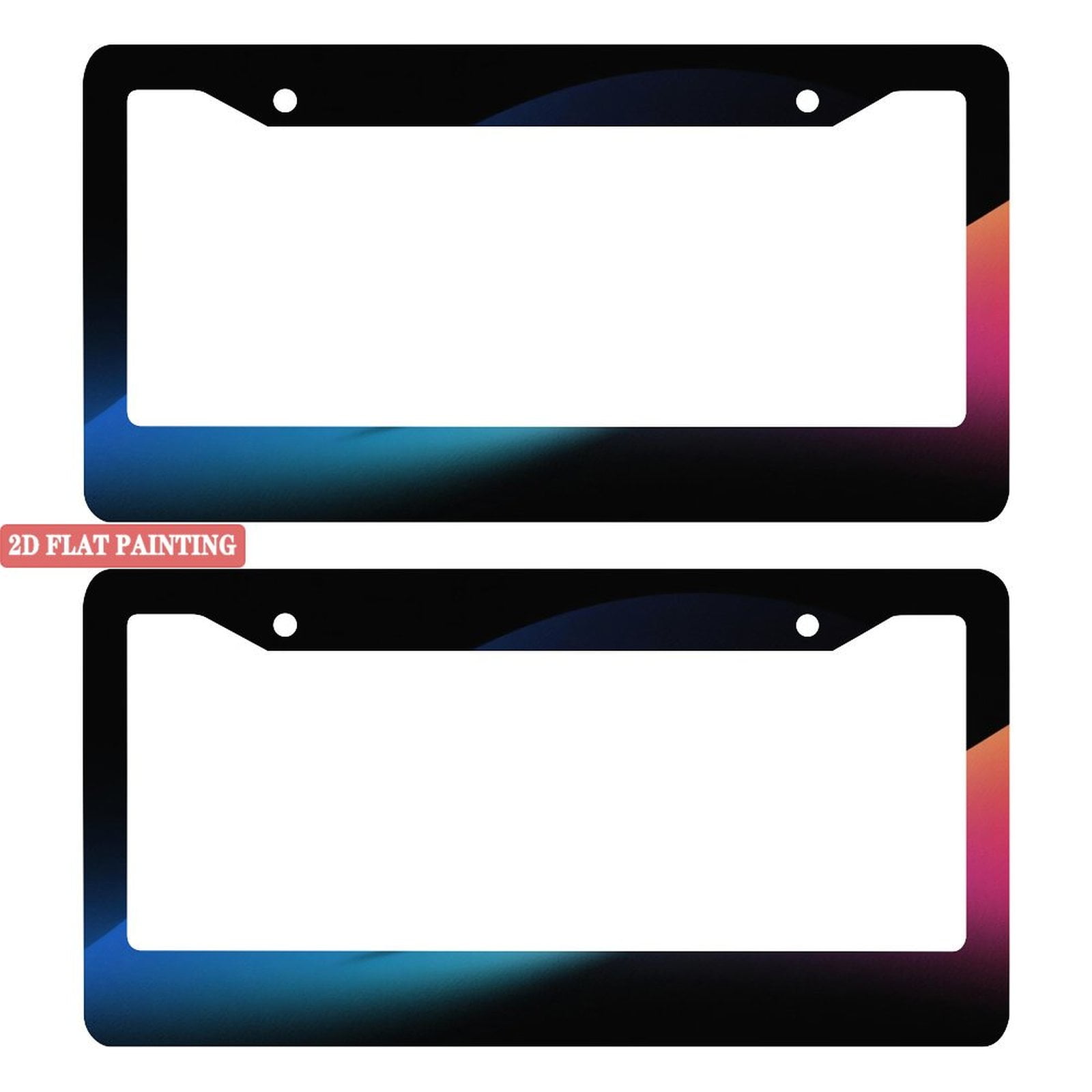 2Packs License Plate Frames with Black Blue Pink Gradient Pattern ...