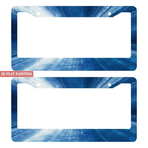 2Packs License Plate Frames with Blue Dynamic Speed Tunnel Motion Blur ...