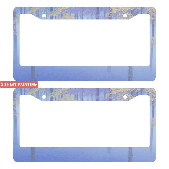 2Packs License Plate Frames with Blue Purple Misty Forest with Yellow ...