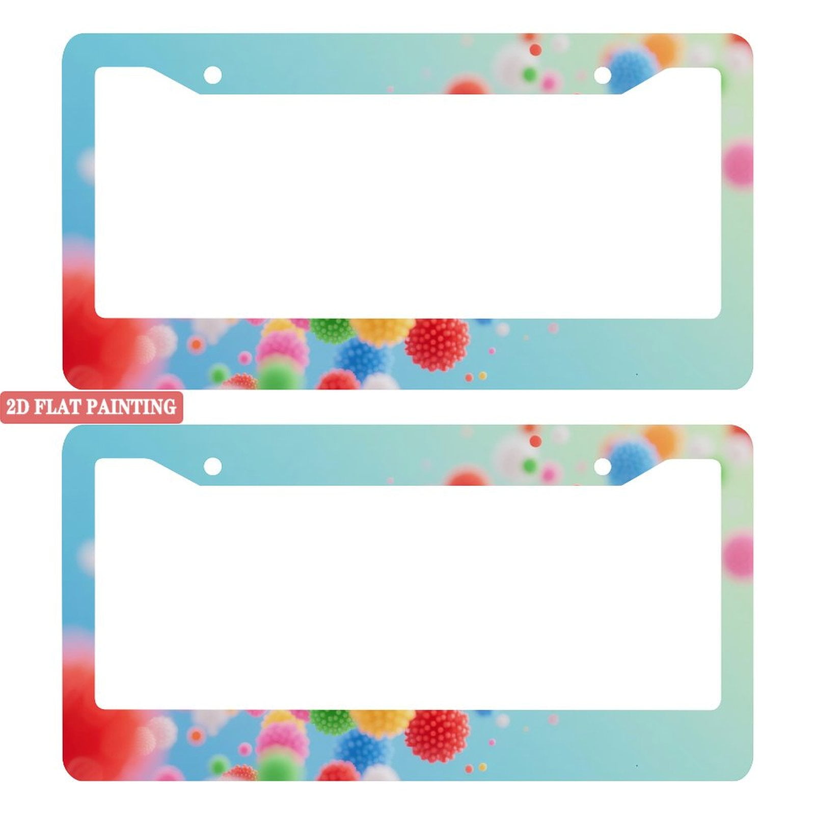 2Packs License Plate Frames with Bubbles Spheres Light Blue Background ...