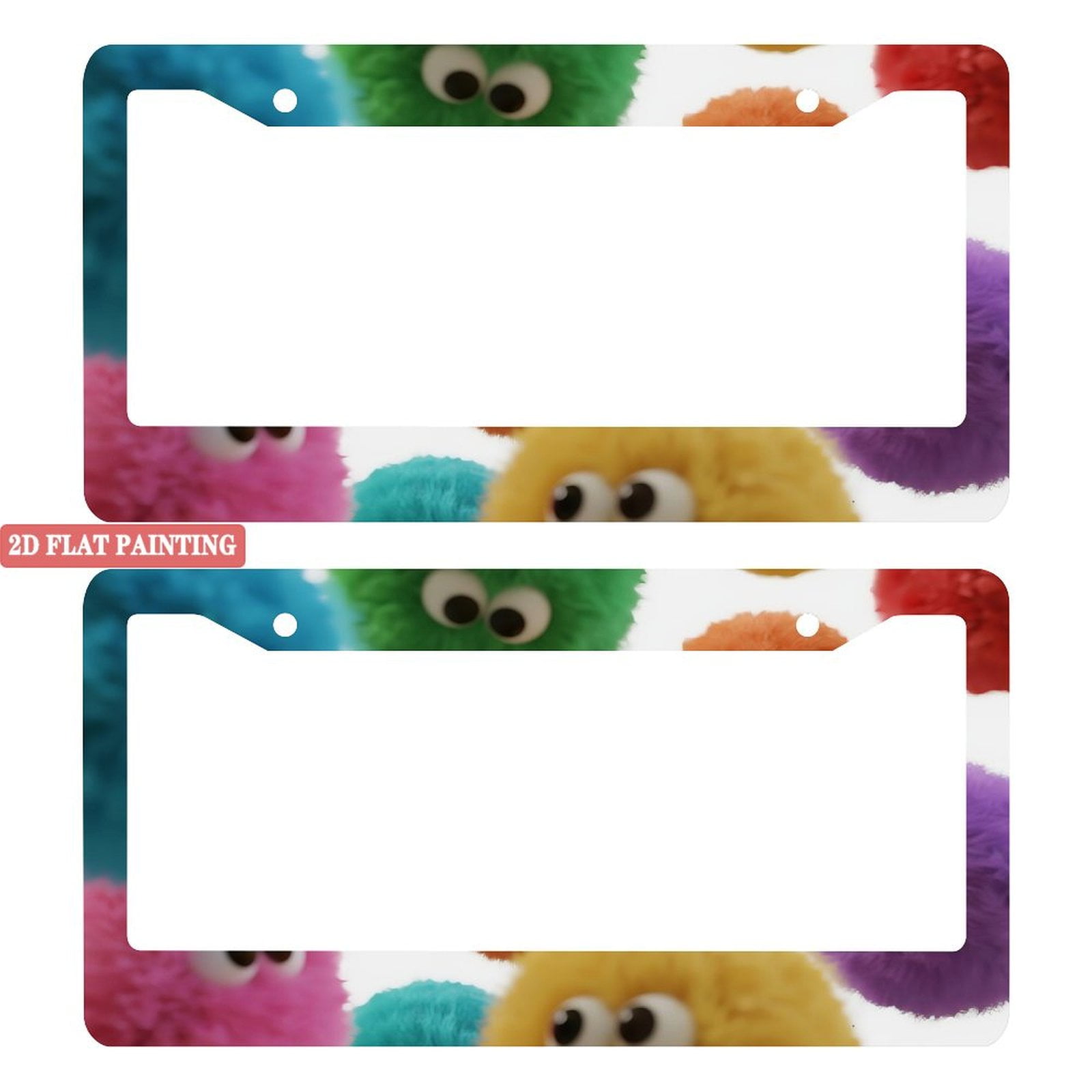 2Packs License Plate Frames with Colorful Fluffy Cartoon Characters ...