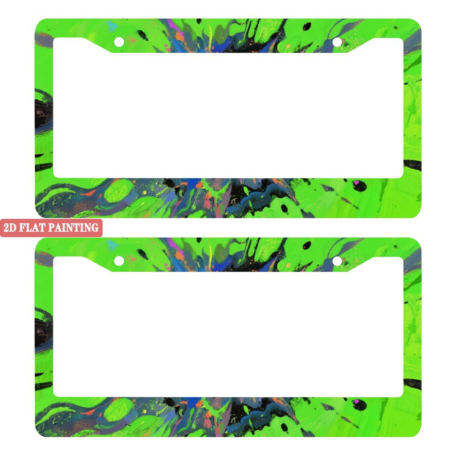 2Packs License Plate Frames with Colorful Splatter Paint Abstract Art ...
