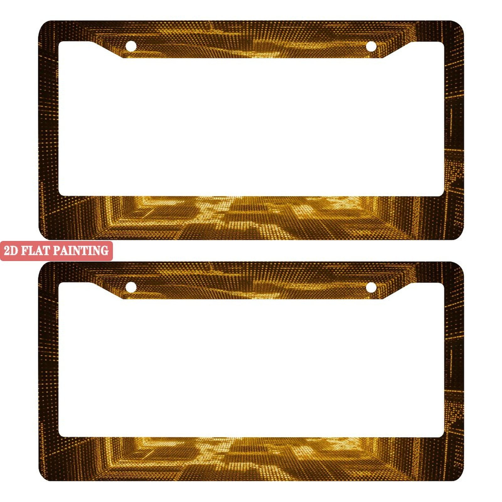 2Packs License Plate Frames with Golden Cyberpunk Digital Matrix Tunnel ...