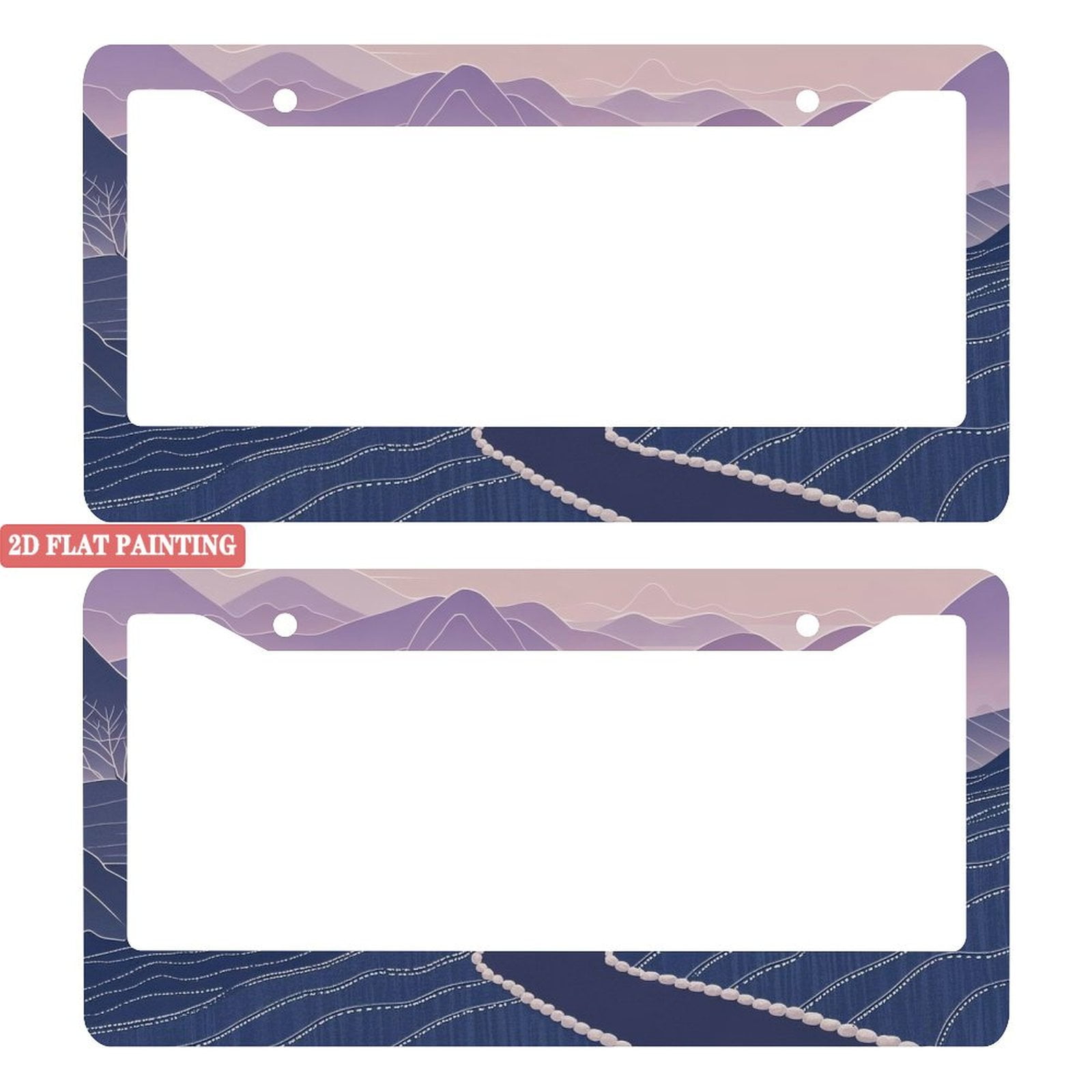 2Packs License Plate Frames with Purple Mountain Landscape with Path ...