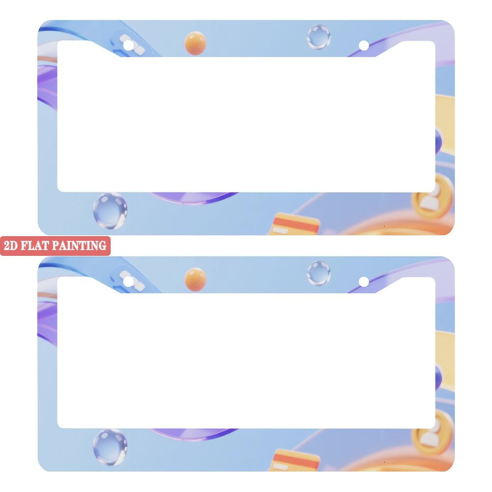 2Packs License Plate Frames with Abstract Wave with Bubbles Pattern ...