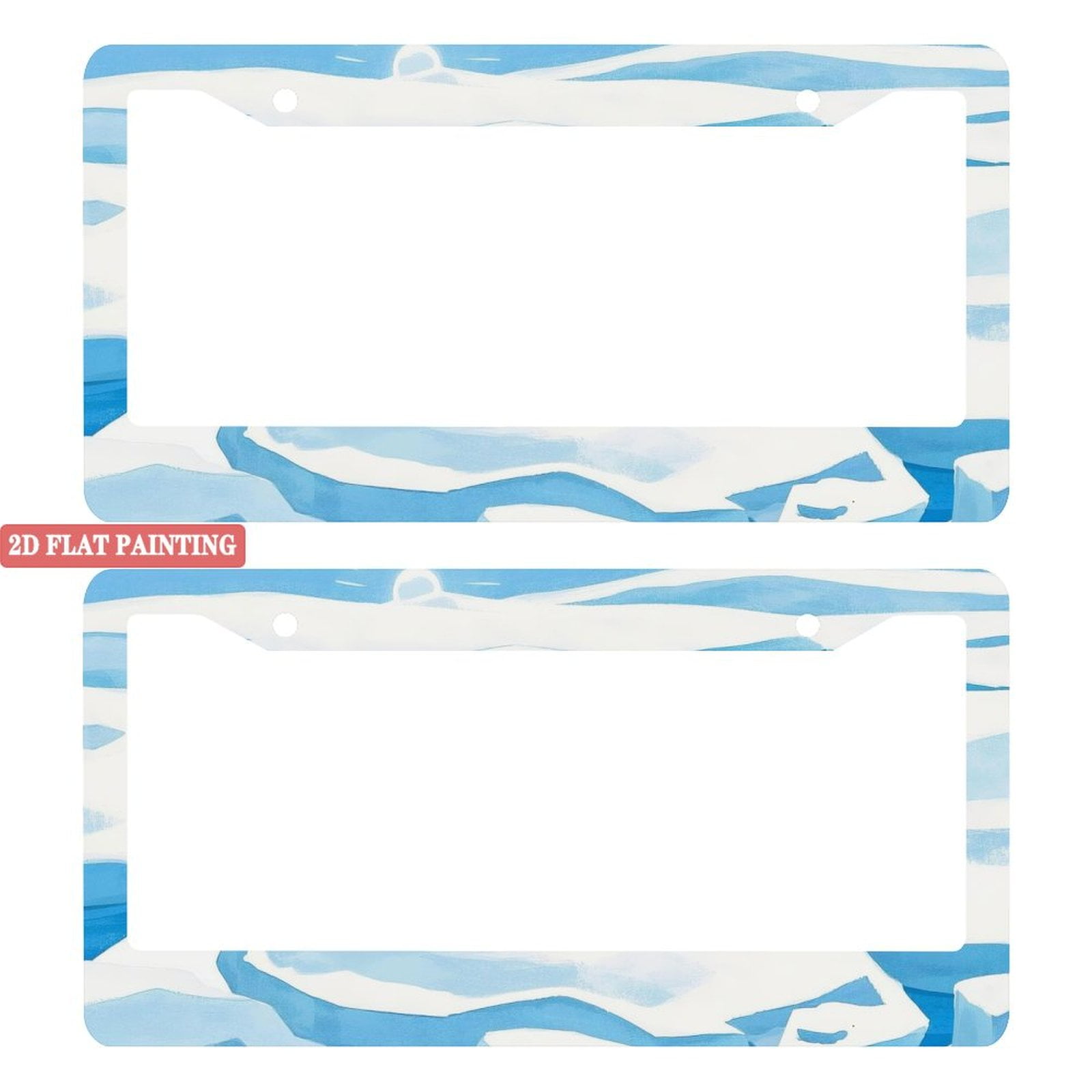 2Packs License Plate Frames with Arctic Ice Landscape Pattern Includes ...