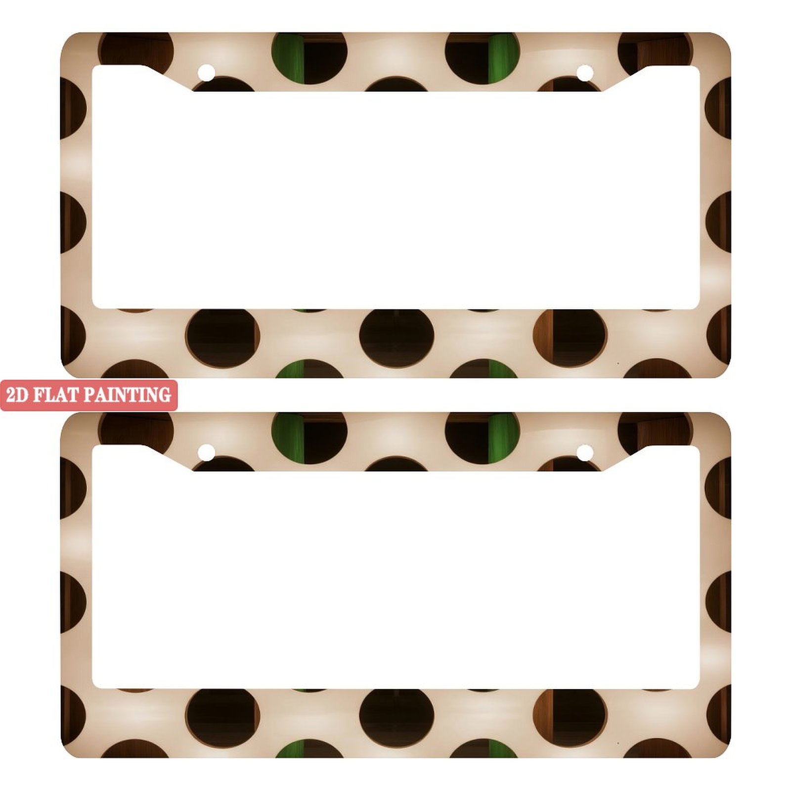 2Packs License Plate Frames with Beige with Brown Green Polka Dot ...