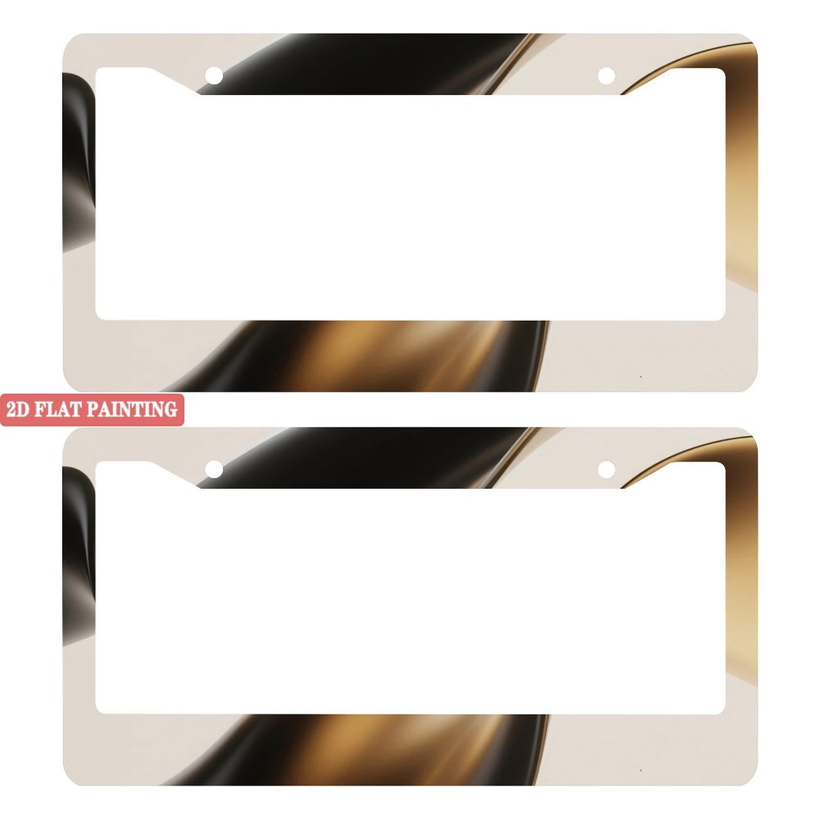 2Packs License Plate Frames with Black and Gold Abstract Wave Pattern ...