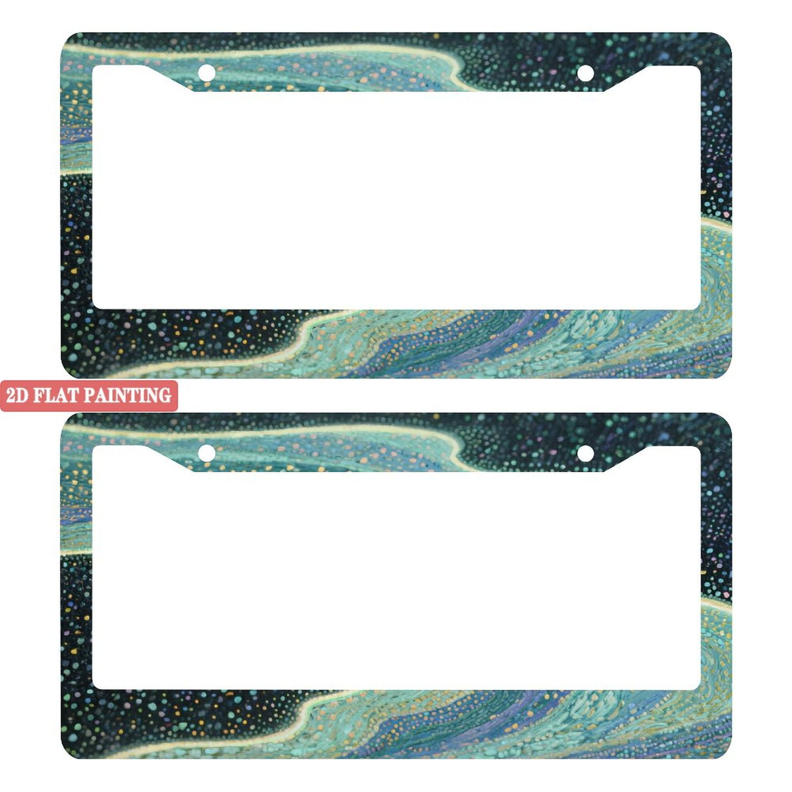 2Packs License Plate Frames with Blue Abstract Starry Wave Pattern ...