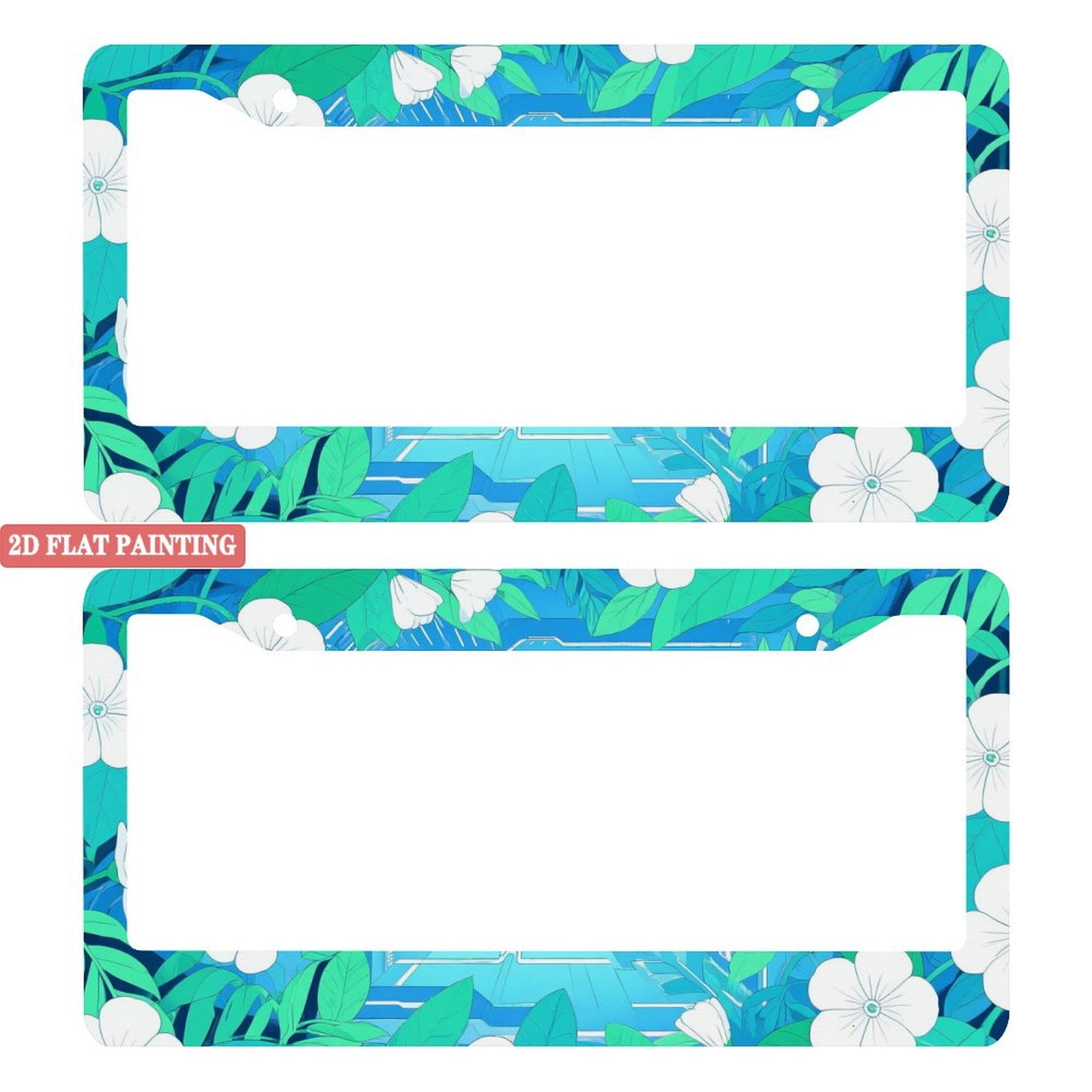 2Packs License Plate Frames with Blue Green Floral Cyberpunk Pattern ...
