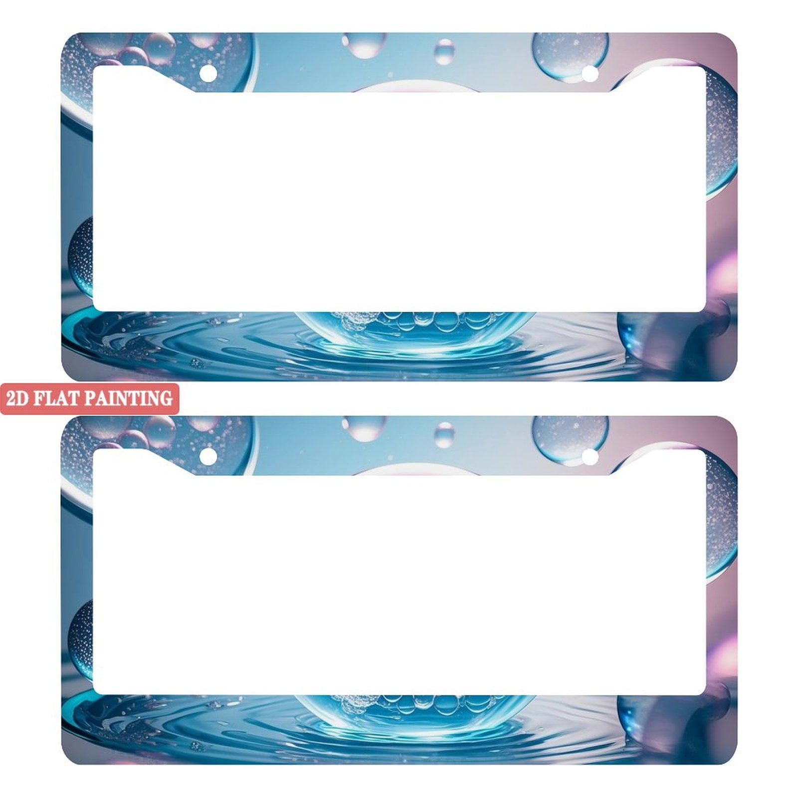 2Packs License Plate Frames with Blue Water Ripple and Bubble Pattern ...