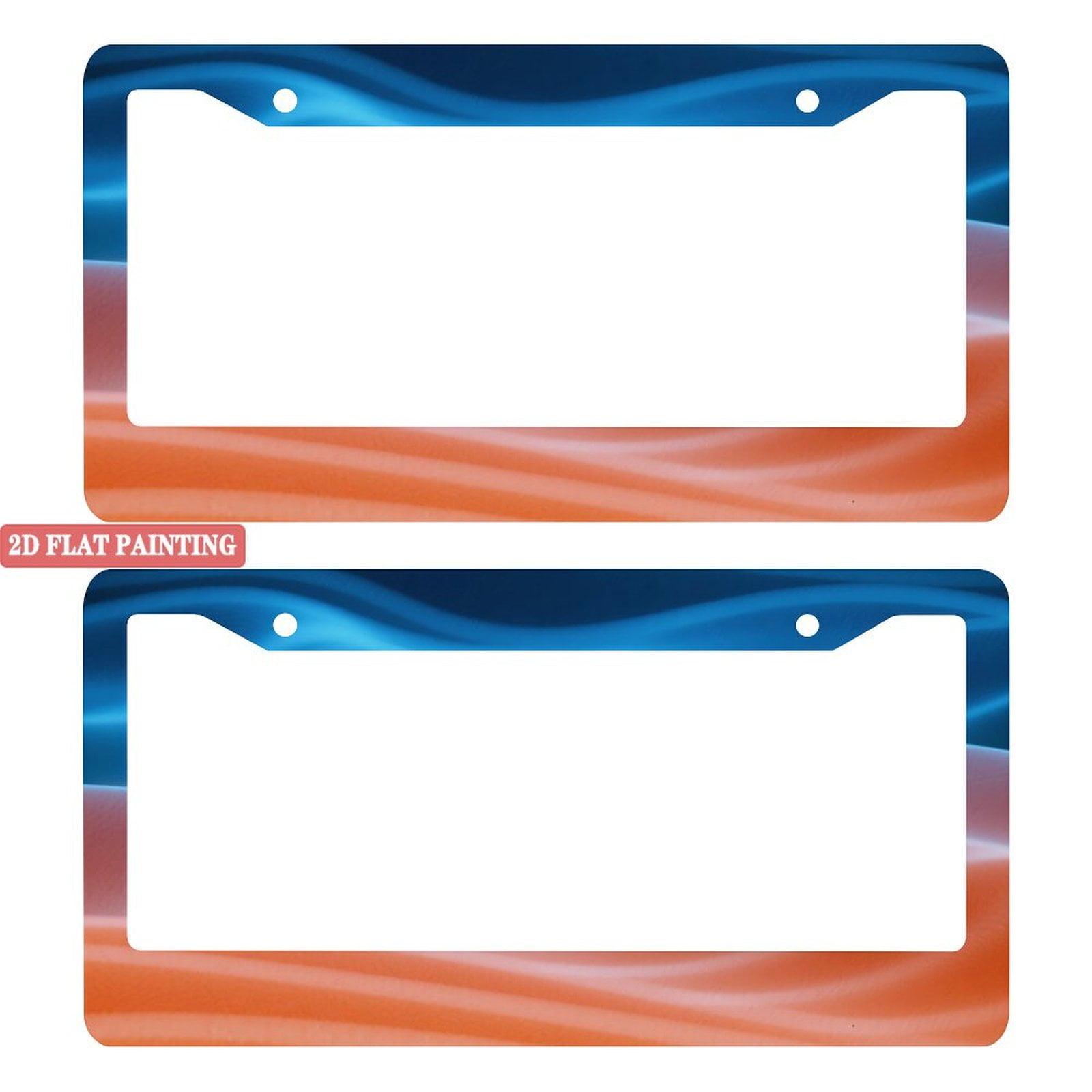 2Packs License Plate Frames with Blue and Orange Abstract Wave Pattern ...