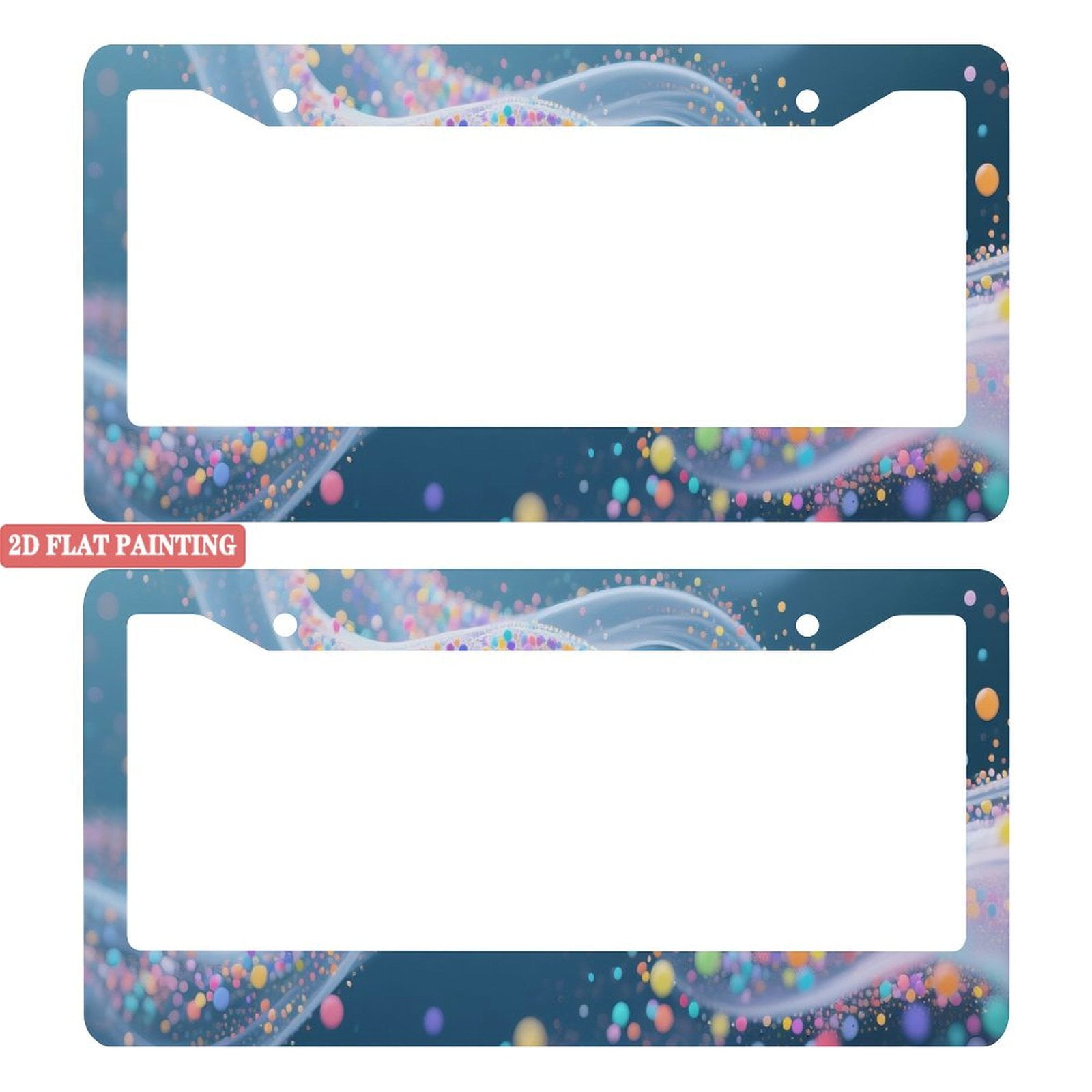 2Packs License Plate Frames with Colorful Bubbles & Waves Pattern ...