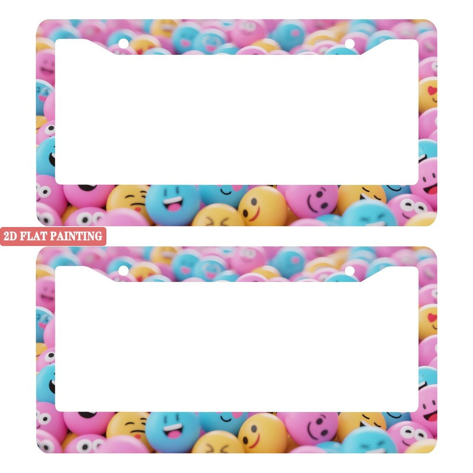 2Packs License Plate Frames with Colorful Emoji Smiley Faces Pattern ...