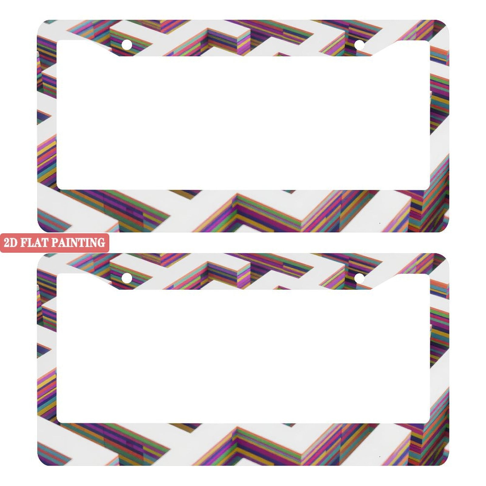 2Packs License Plate Frames with Colorful Geometric Maze Pattern ...