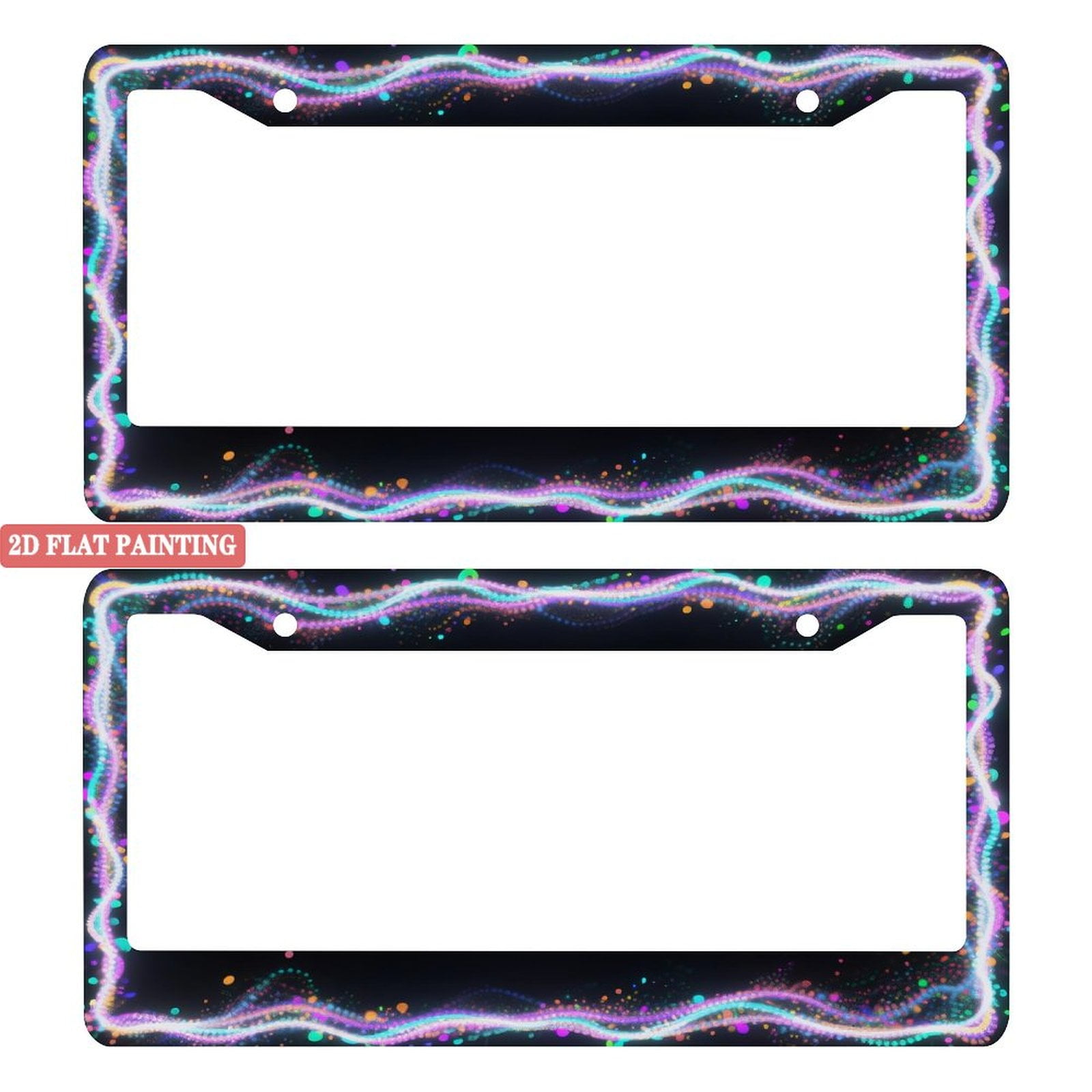 2Packs License Plate Frames with Colorful Neon Wave Pattern Includes ...