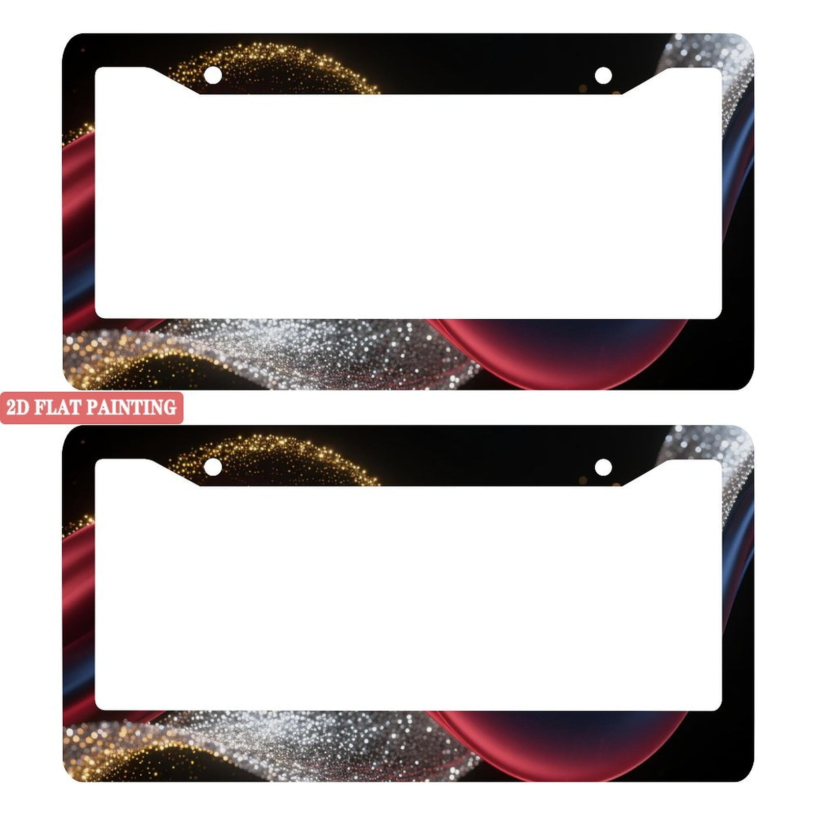 2Packs License Plate Frames with Glitter Wave and Red Sphere Pattern ...