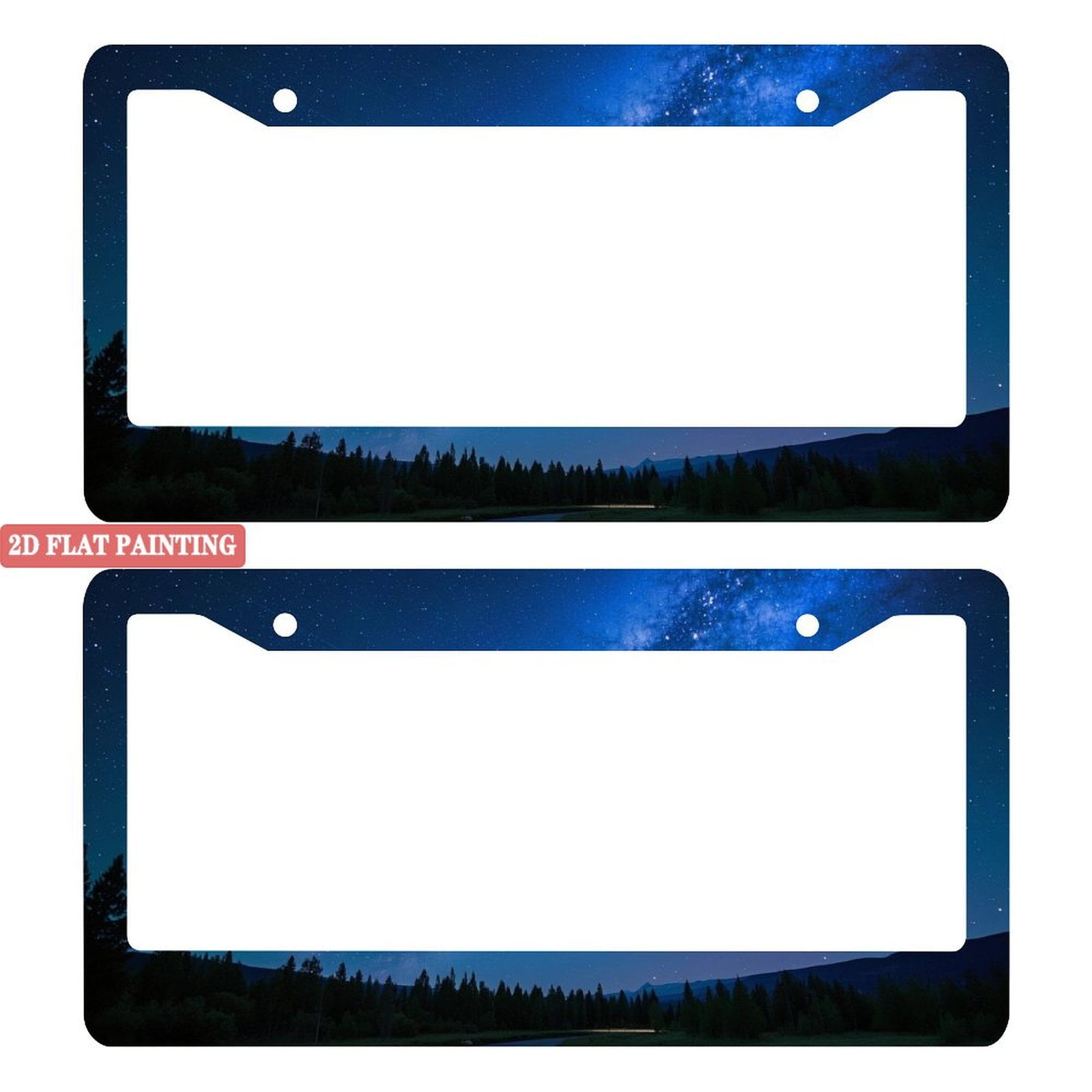 2Packs License Plate Frames with Milky Way Forest Night Pattern Design ...
