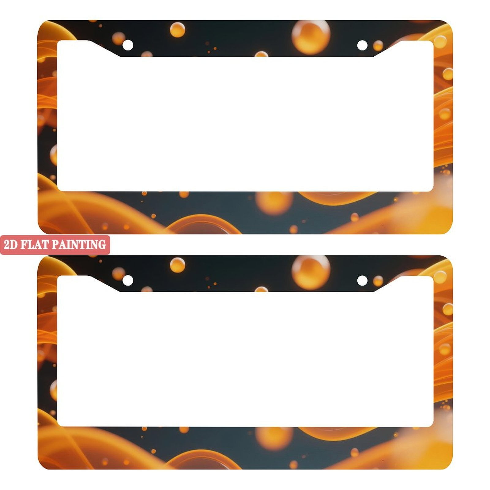 2Packs License Plate Frames with Orange Bubble and Wave Pattern ...