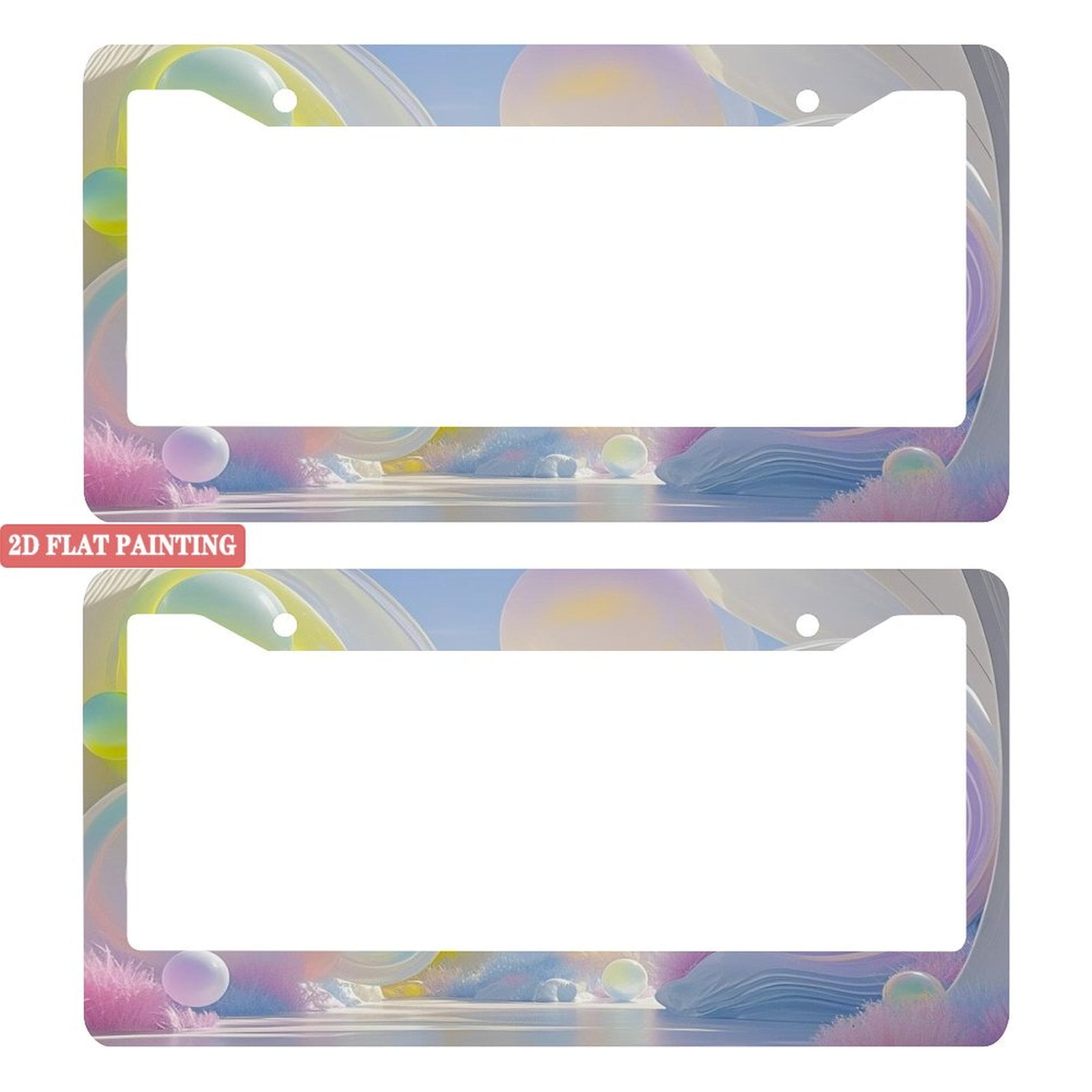 2Packs License Plate Frames with Pastel Dreamy Bubble Scene Pattern ...