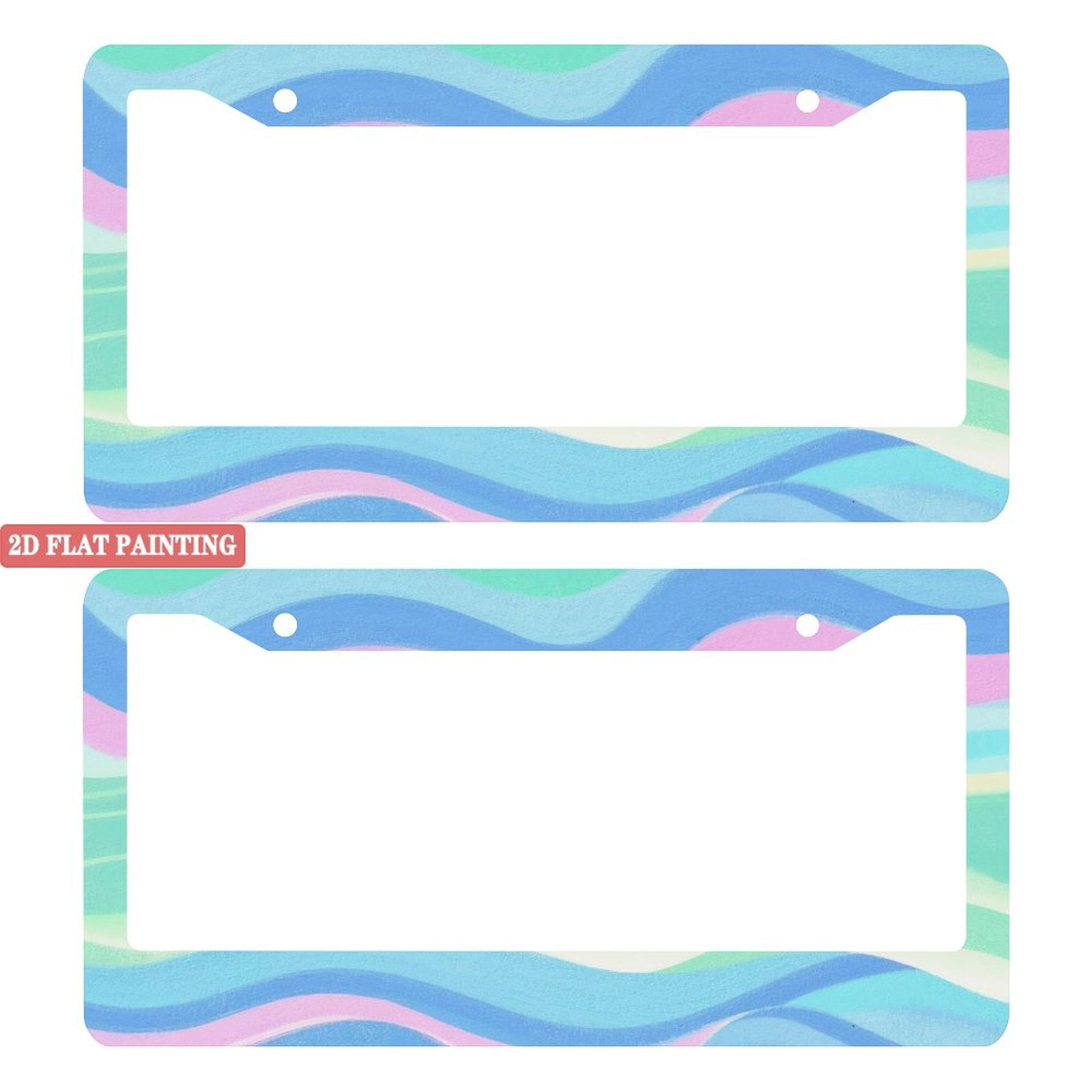2Packs License Plate Frames with Pastel Wave Pattern Includes Screws ...