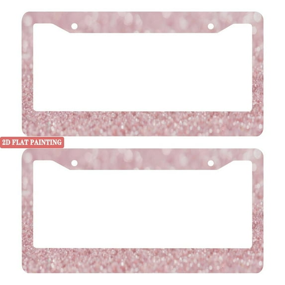 2Packs License Plate Frames with Pink Glitter Sparkle Pattern Includes ...